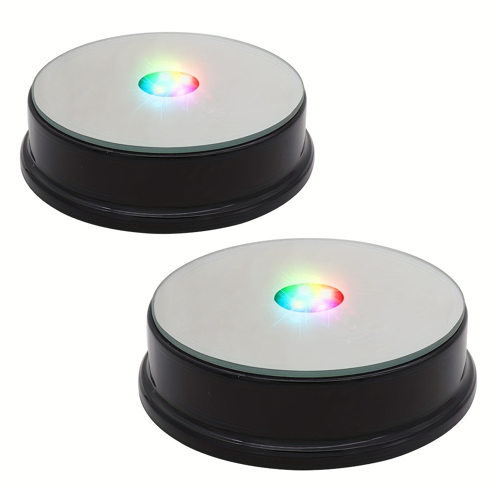 2pcs Multicolor LED Black Base With Mirror Top Display Stand | Little ...