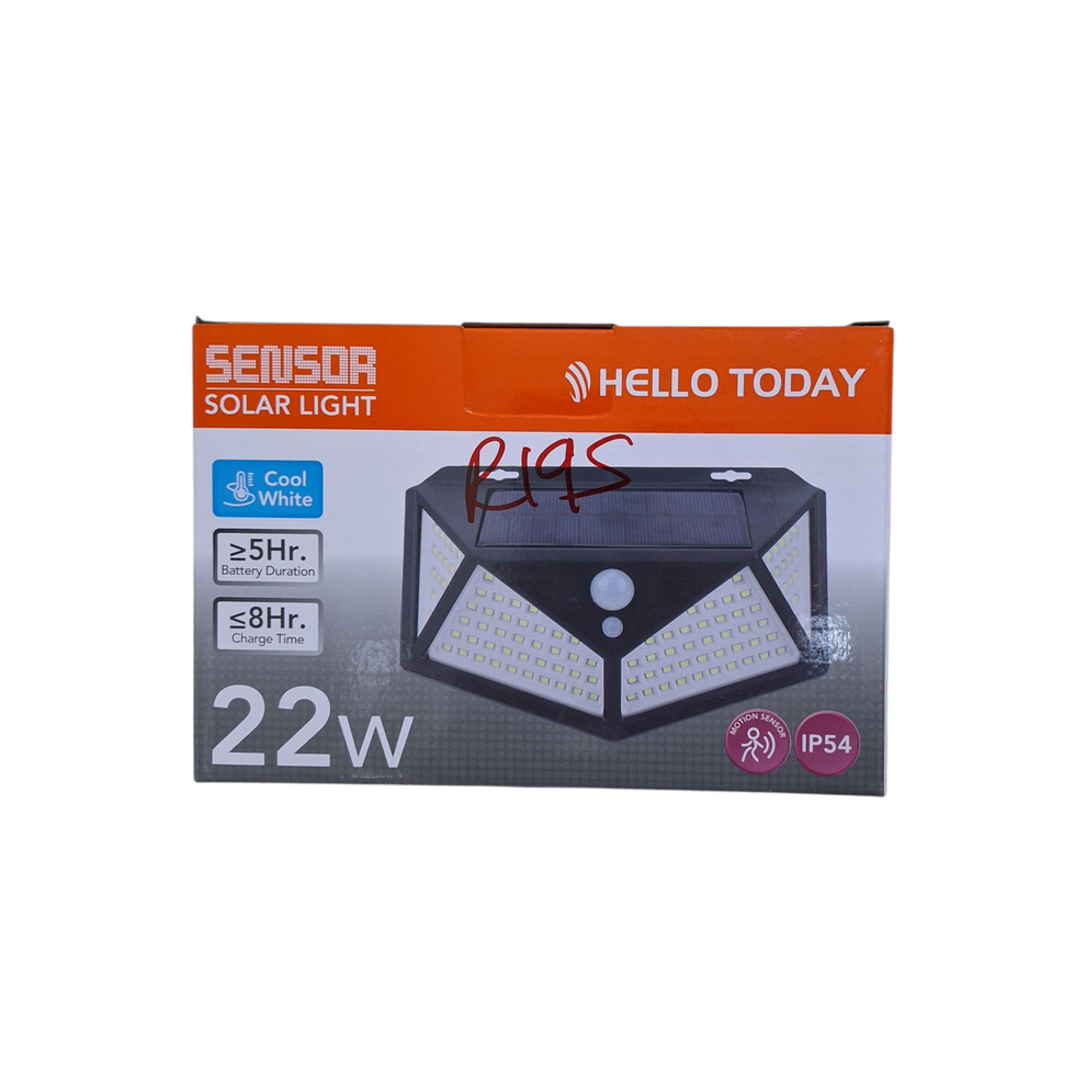 Hello Today 22 Watt Sensor Solar Lamp - Cool White | Little Tokyo SA