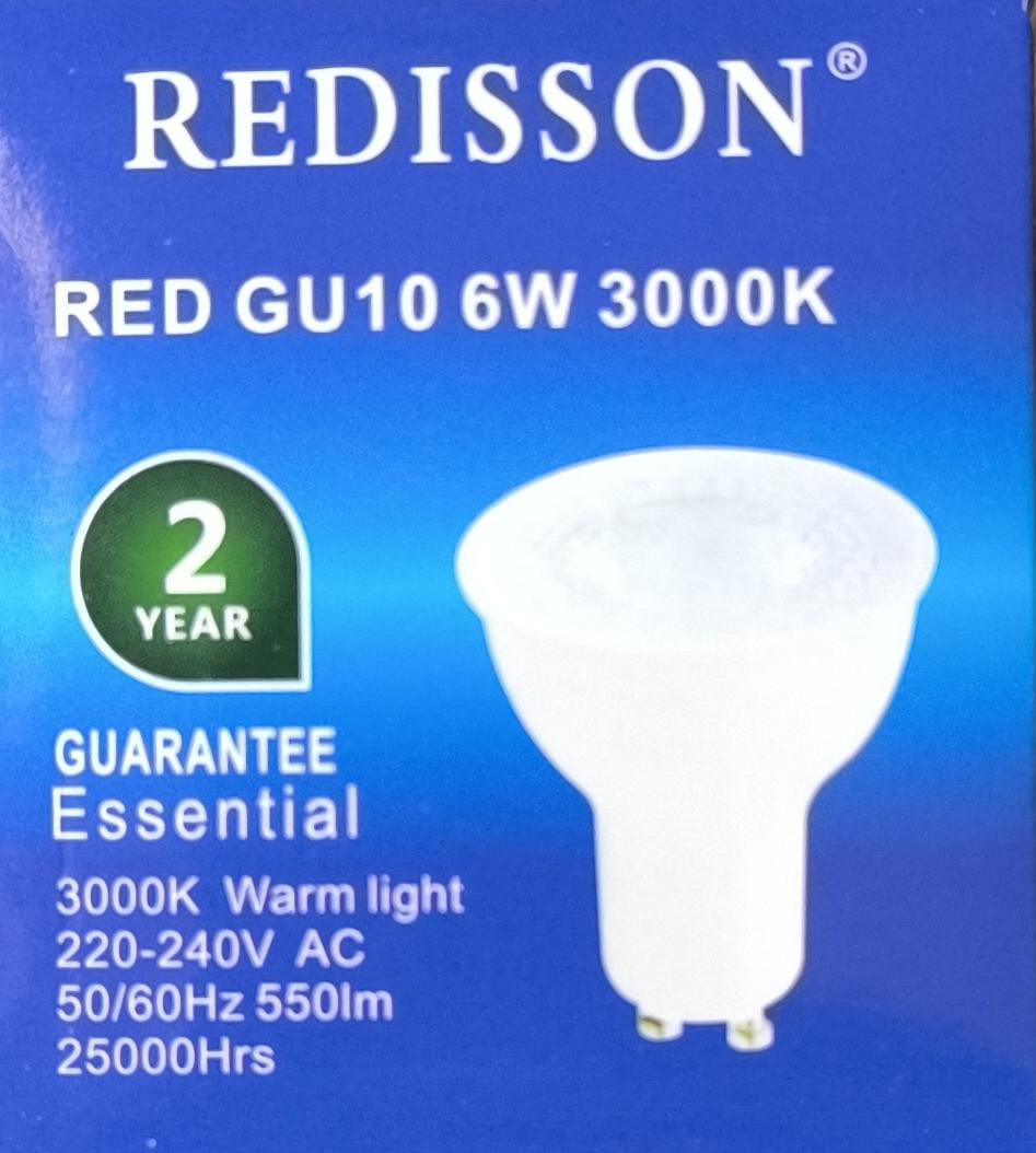 REDISSON GU10 6Watt 240vAC 3000k (Warm White) LED Downlight Bulb ...