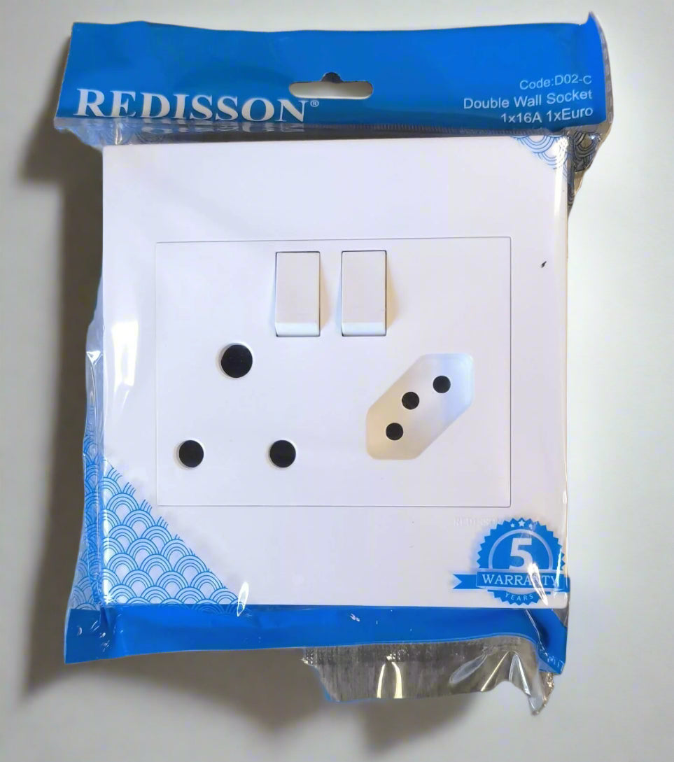 Redisson 4x4 16Amp Single 3Pin Socket + Single Euro 3Pin Socket ...