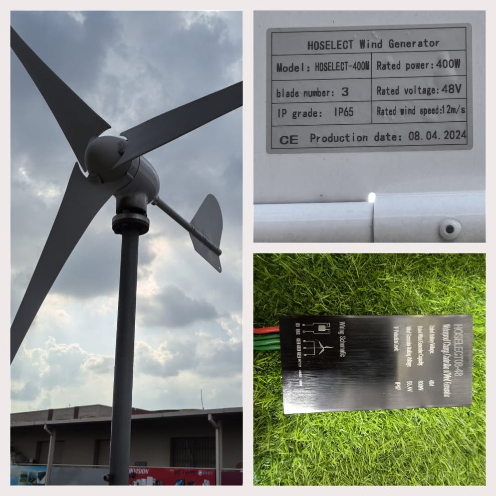 400W 3 Blades 48V Wind Turbine with PWM Charge Controller