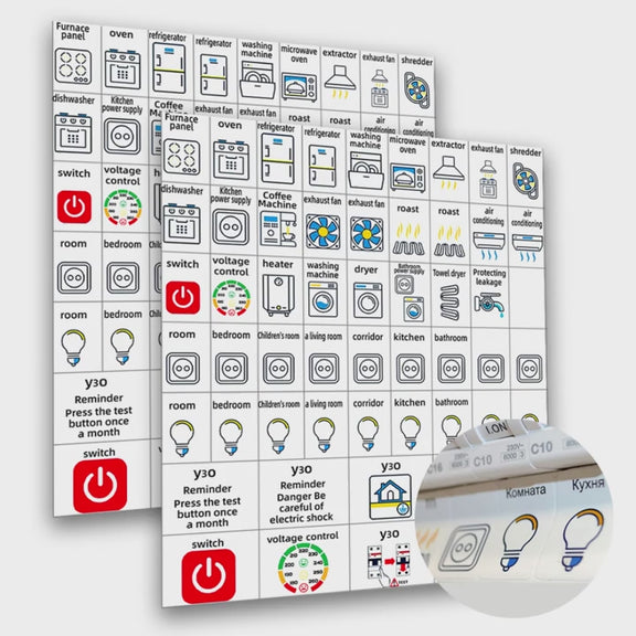 57pc Electrical Panel and DB Board Label Sticker Set | Little Tokyo SA